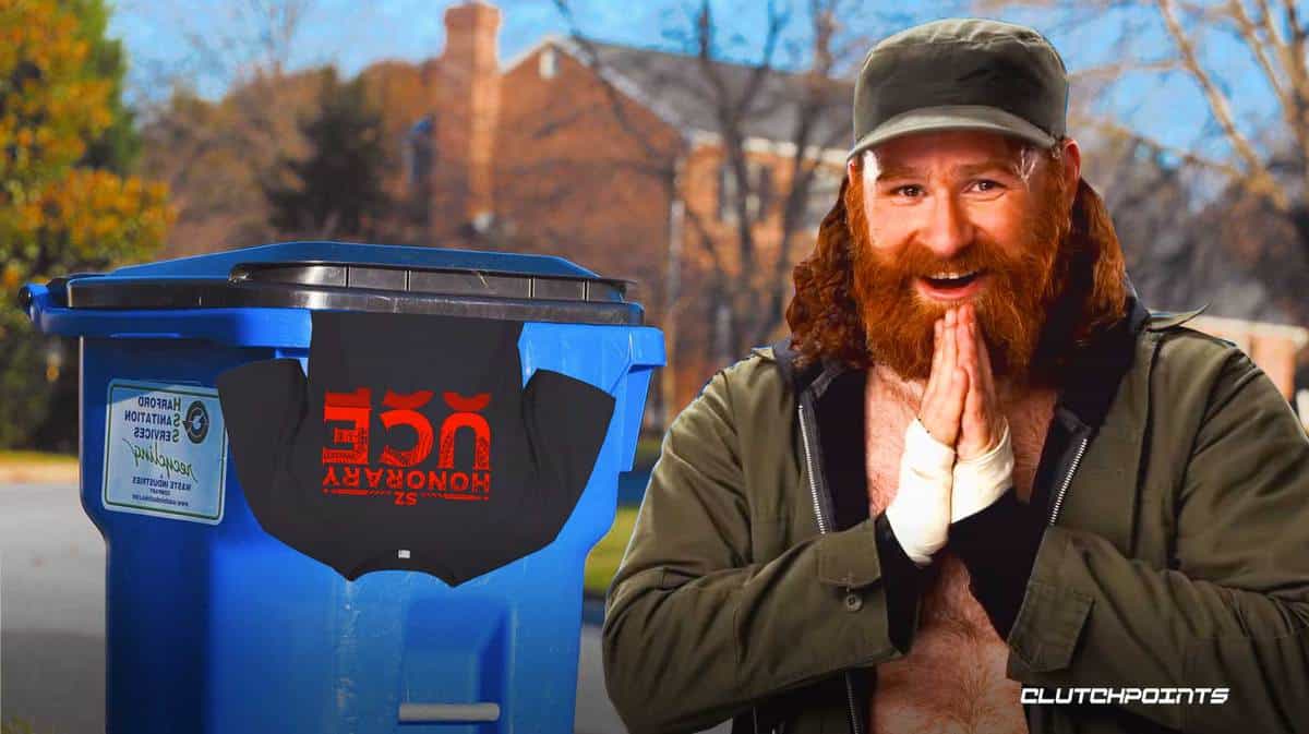 Sami Zayn throws away all of his WWE Bloodline gear