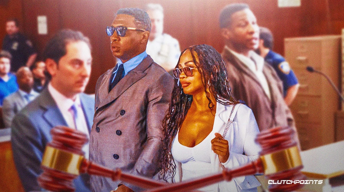 Jonathan Majors, Meagan Good arrive at court together, learn trial update