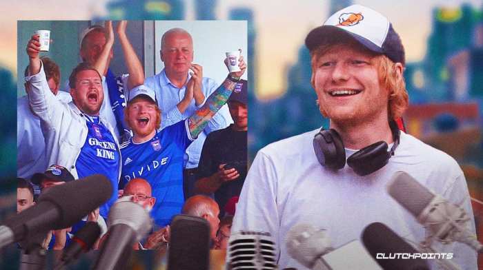 Ed Sheeran seen cheering on Ipswich Town F.C.