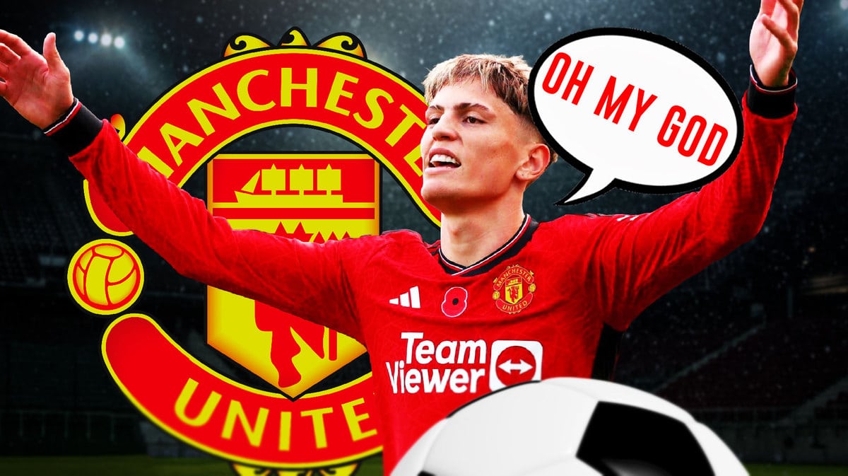 Manchester United's Alejandro Garnacho reacts to his outrageous ...