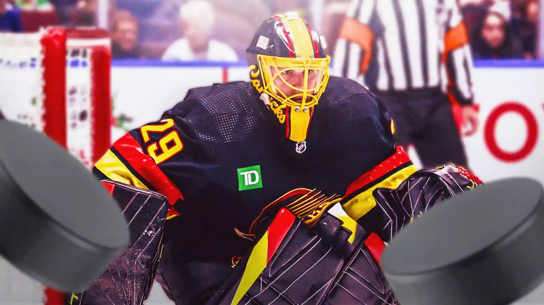 Canucks' Casey DeSmith reacts to first shutout of season over Wild