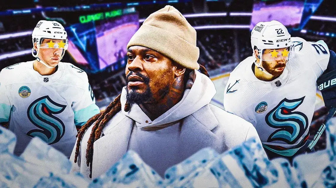 Kraken: Marshawn Lynch leads Seattle out for their arrival at the ...