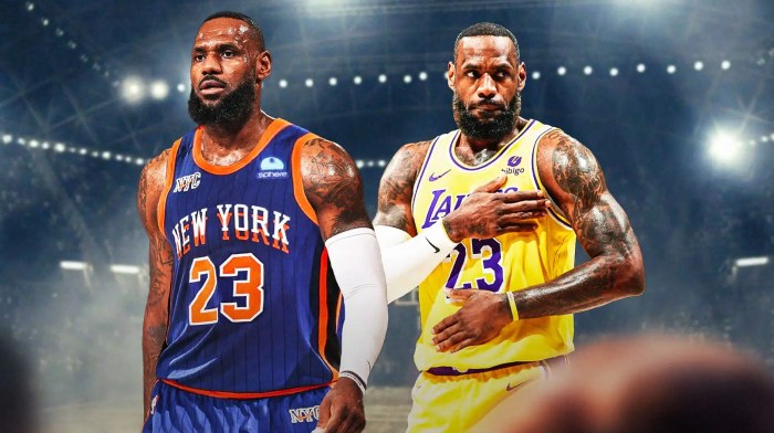 Lebron James Knicks Uniform Men's Fanatics Branded LeBron James Gold