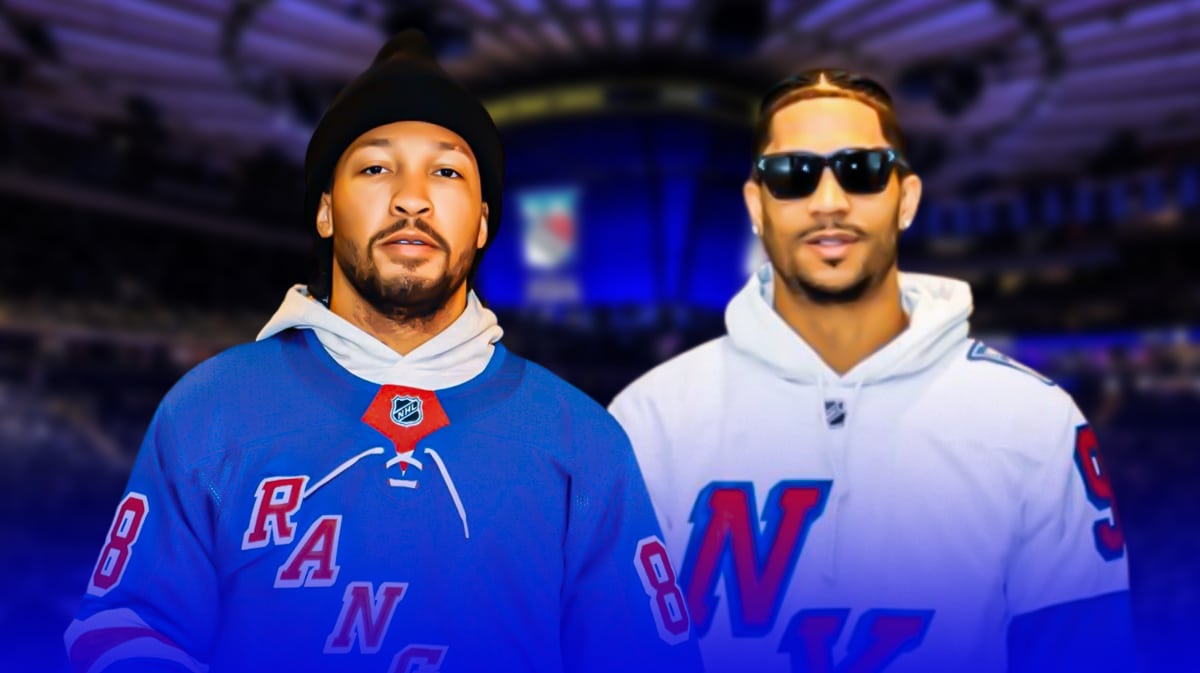 Knicks' Jalen Brunson, Josh Hart go all out in support of Rangers in ...