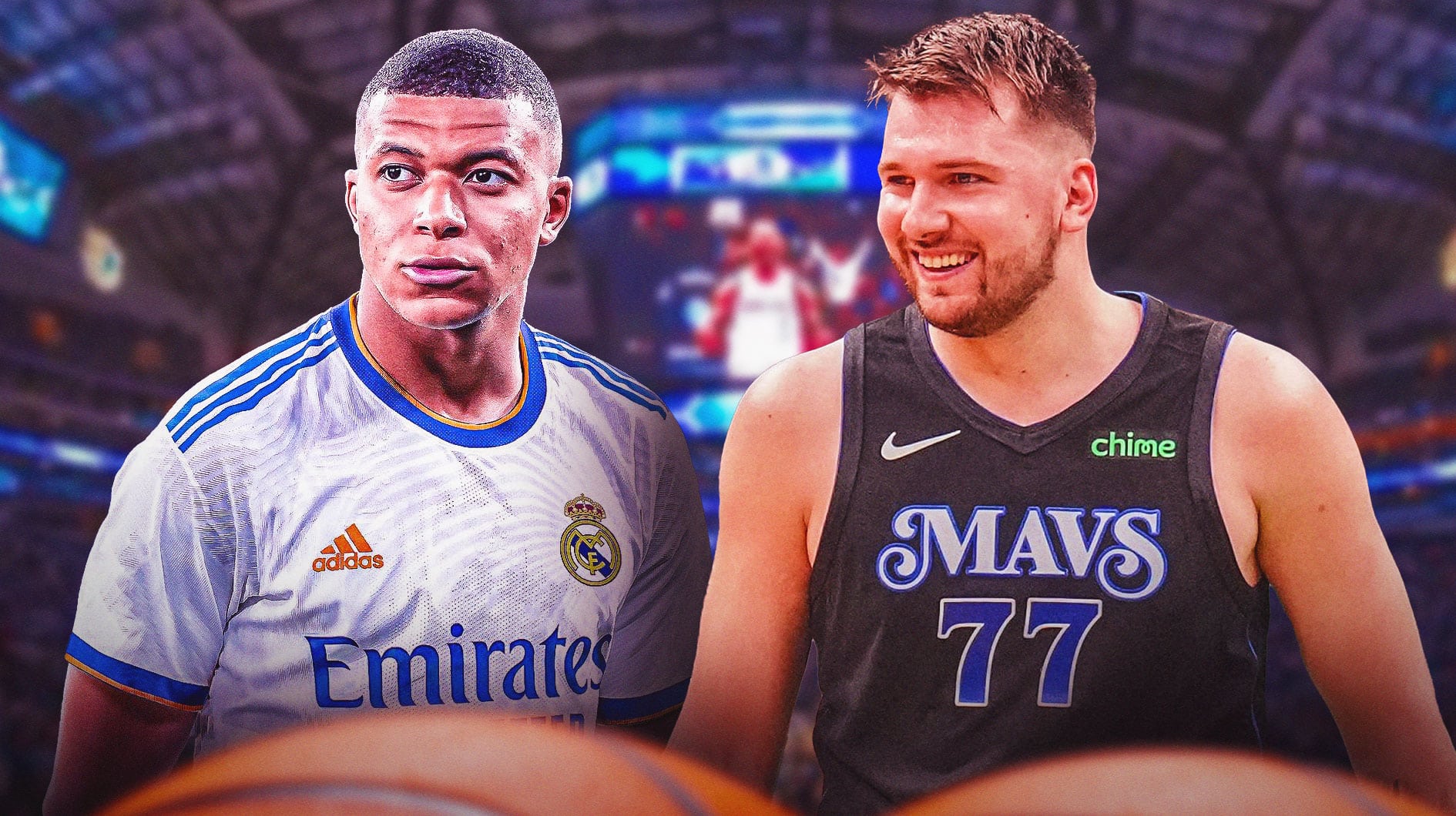 Luka Doncic de los Mavs reacciona ante la llegada de Kylian Mbappé al ...