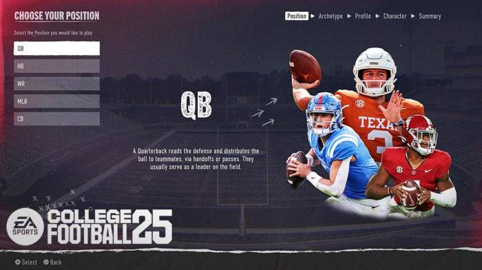 College Football 25 Road To Glory All Positions & Archetypes
