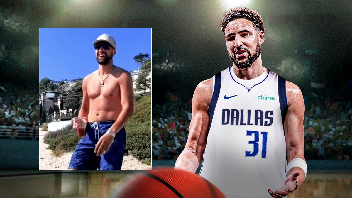 Klay Thompson spotted on beach with random family