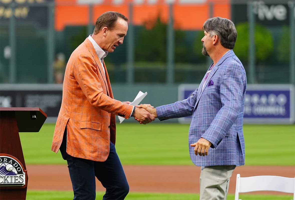 Peyton Manning honors Todd Helton at Rockies Hall of Fame celebration