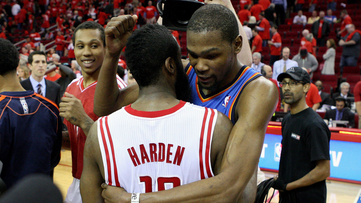 James Harden's Thunder title proclamation with Kevin Durant, Russell ...