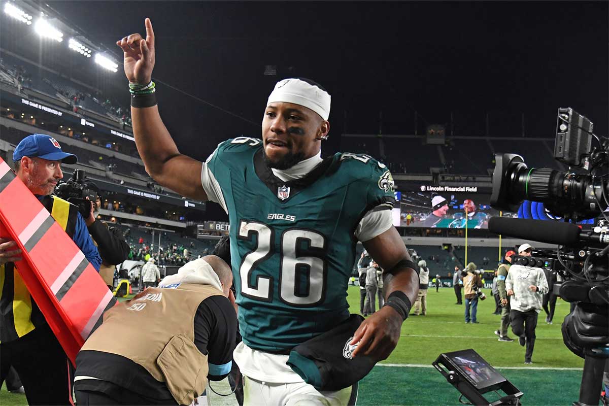 Eagles' Saquon Barkley reacts to barging into MVP conversation