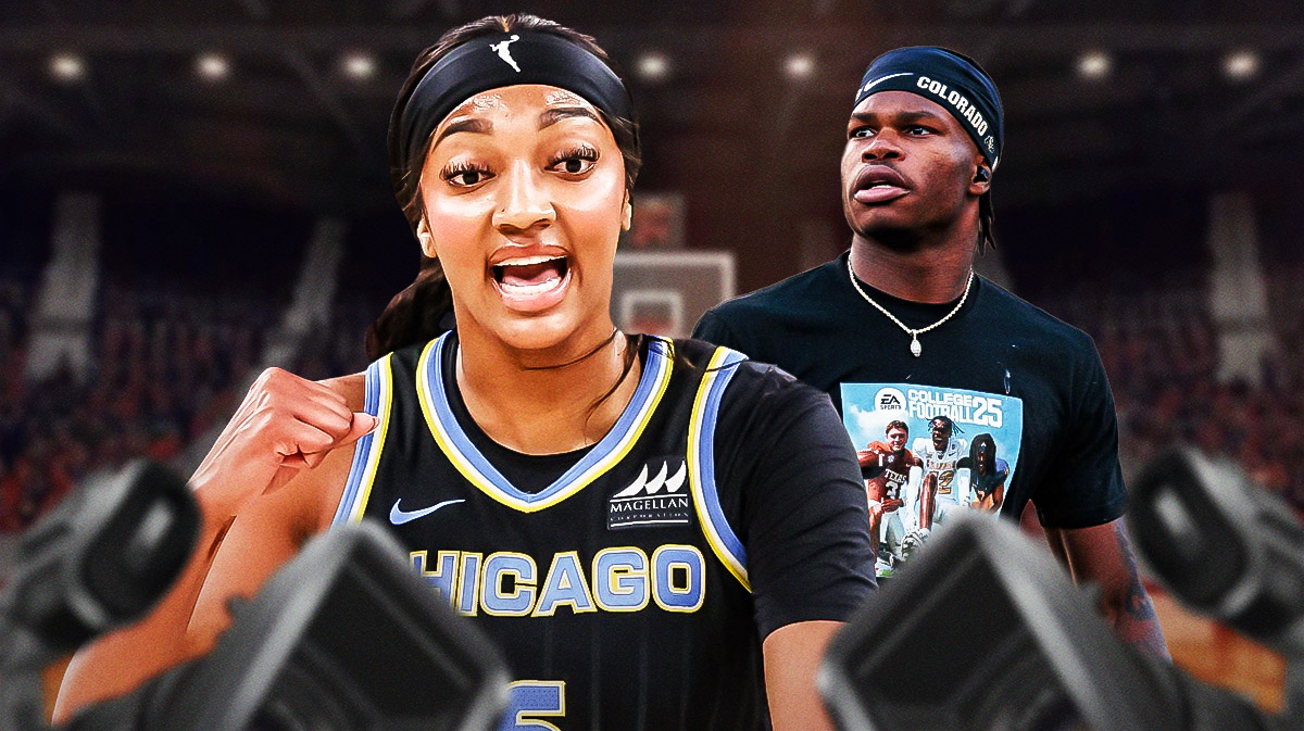 Angel Reese reacts to Colorado's Travis Hunter Heisman win