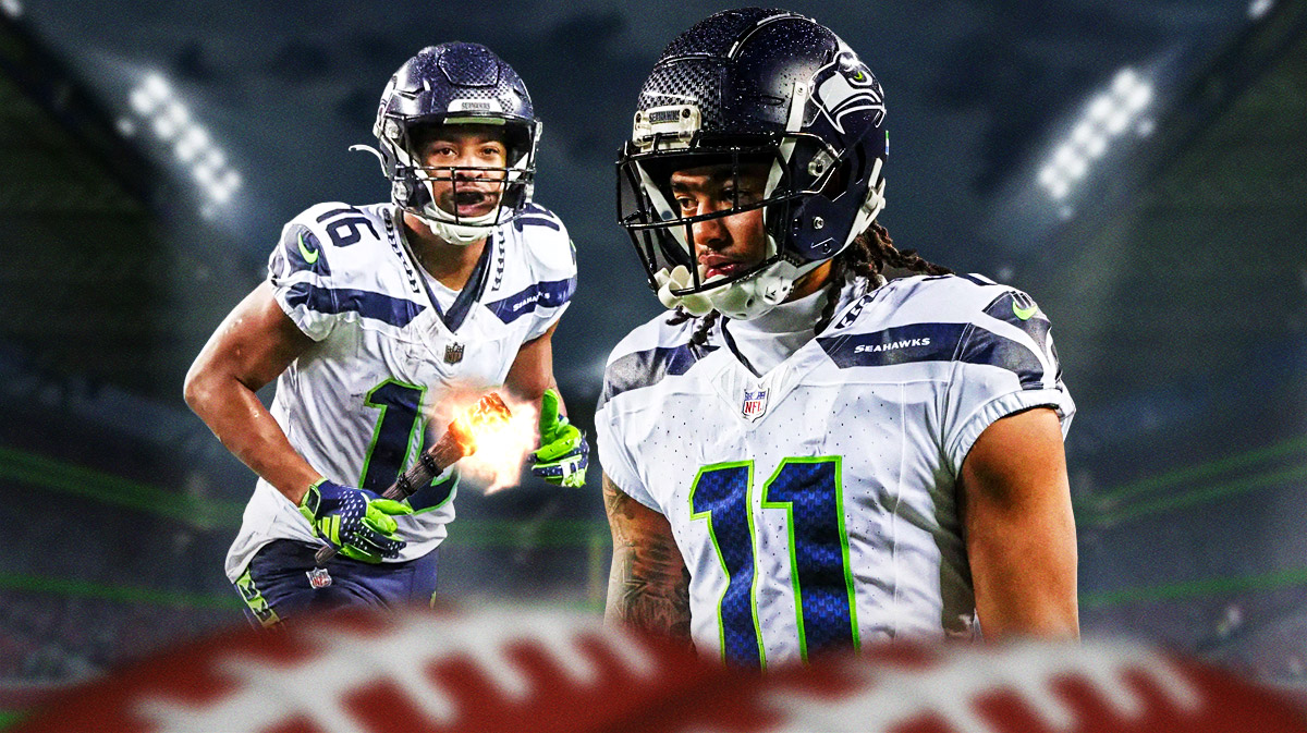 Seahawks' DK Metcalf reacts to Jaxon Smith-Njigba chasing Tyler Lockett ...