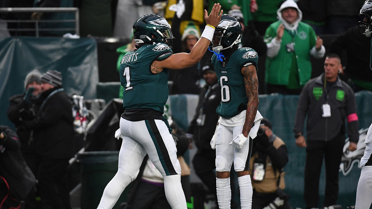 Eagles' DeVonta Smith sets franchise playoff history amid heated Rams ...