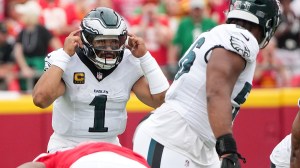 Eagles' Jalen Hurts lights up victory cigar after advancing to Super Bowl